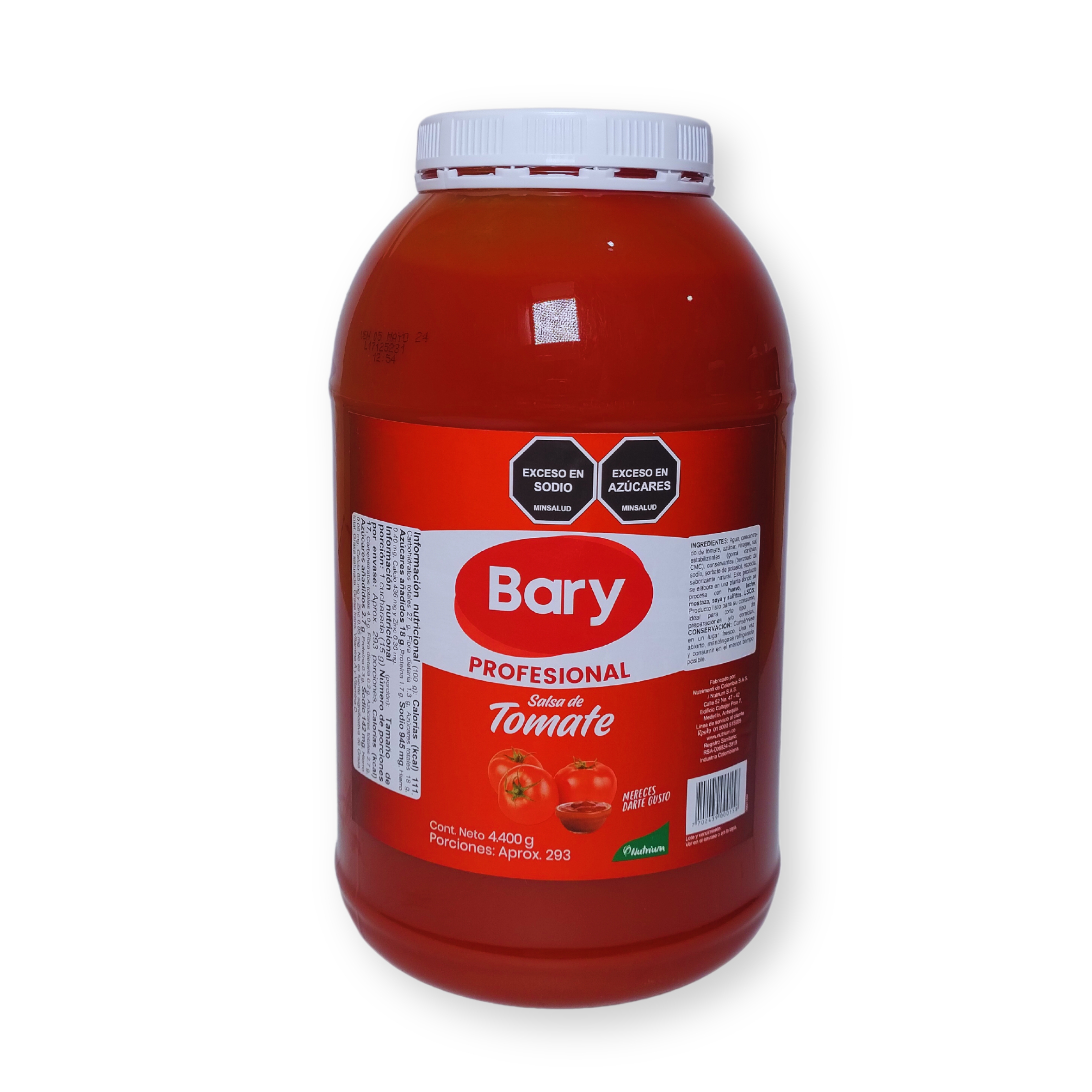 salsa de tomate bary galon pet x 4 . 400 g cod 962 cantidad definitivo ...